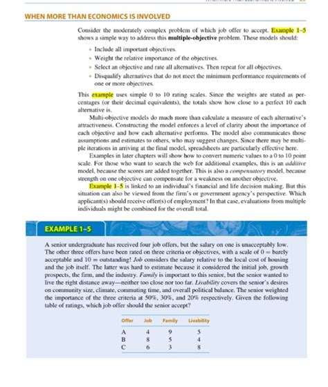 Solved Multiple Objectives 1 67 Use The Data In Example 1 5