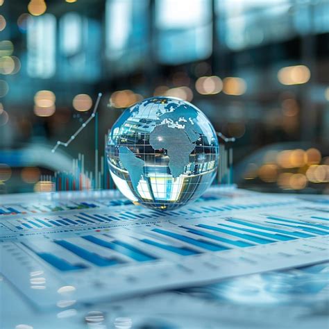 Globe Positioned On Charts For Global Data Analysis Premium Ai