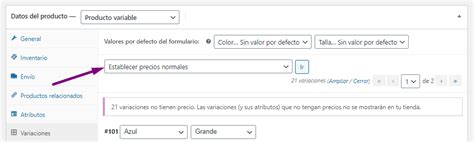 Producto Variable Documentation Woocommerce