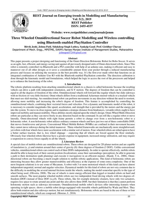 Pdf Three Wheeled Omnidirectional Soccer Robot Modelling And Wireless Controlling Using