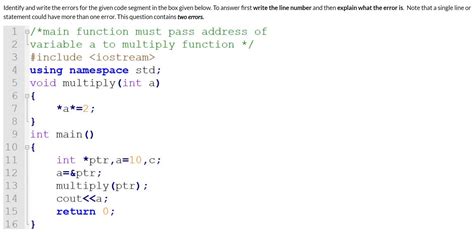 Solved Identify And Write The Errors For The Given Code
