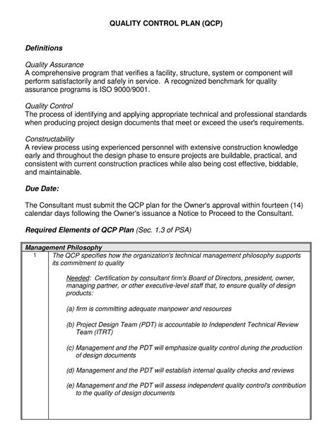 30 Free Simple Quality Control Plan Templates Pdf Word Control Plan