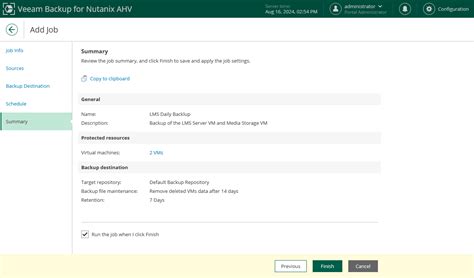 Step 7 Finish Working With Wizard Veeam Plug In For Nutanix Ahv User