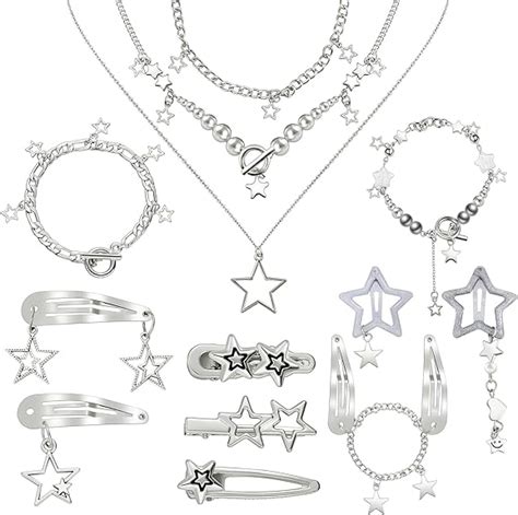 Quelay 13 Pcs Y2k Accessories Set Grunge Jewelry