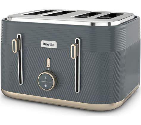 Buy Breville Obliq Vtt972 4 Slice Toaster Grey And Gold Free Delivery
