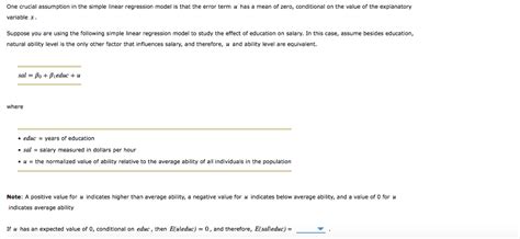 Solved One Crucial Assumption In The Simple Linear