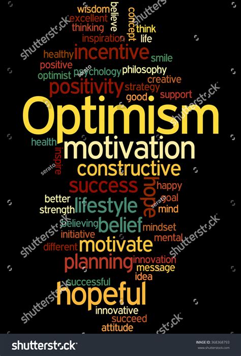 Optimism Word Cloud Concept On Black Stock Illustration 368368793