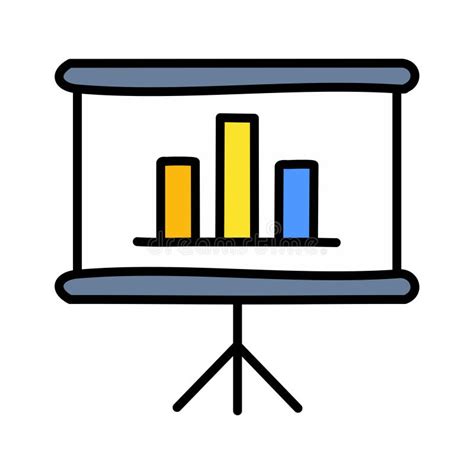 Presentation Board With Statistics Bars Vector Illustration Design Filled Style Icon Stock