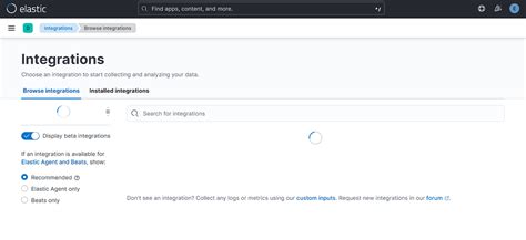 Kibana Doesnt Load Integrations And Gets Stuck Loading Them Kibana Discuss The Elastic Stack
