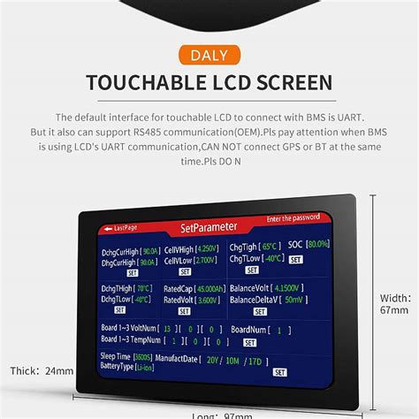Daly Smart Bms Lcd Touch Screen For Lithium Li Ion Lifepo4 Lto Battery In Pakistan Maaz