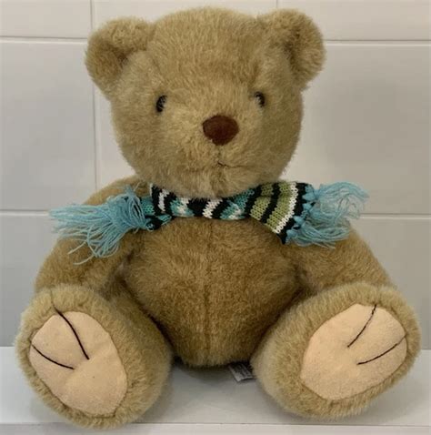 Vintage Superdrug Traditional Golden Brown Teddy Bear With Scarf Plush