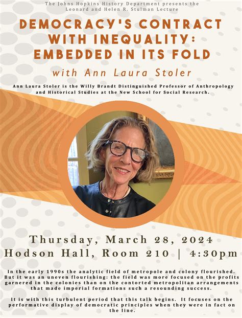 Stulman Reception With Ann Laura Stoler History Johns Hopkins University