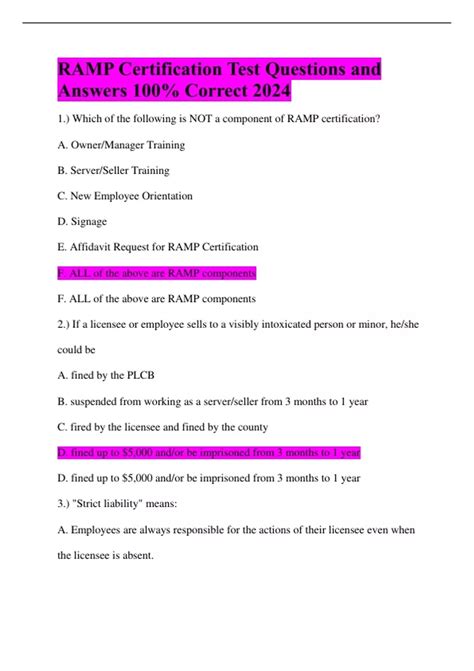 Ramp Certification Test Questions And Answers 100 Correct 2024 Ramp