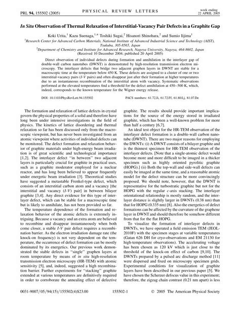 Pdf In Situ Observation Of Thermal Relaxation Of Interstitial Vacancy