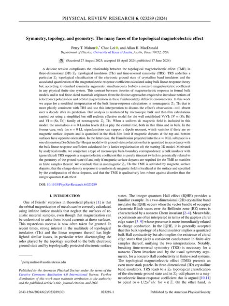 Pdf Symmetry Topology And Geometry The Many Faces Of The
