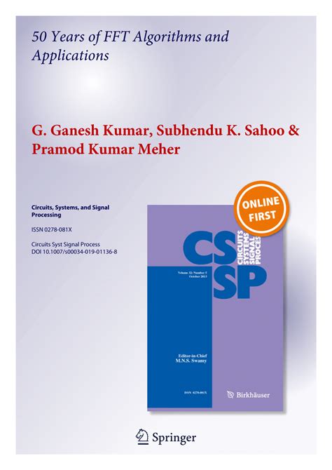 Pdf 50 Years Of Fft Algorithms And Applications