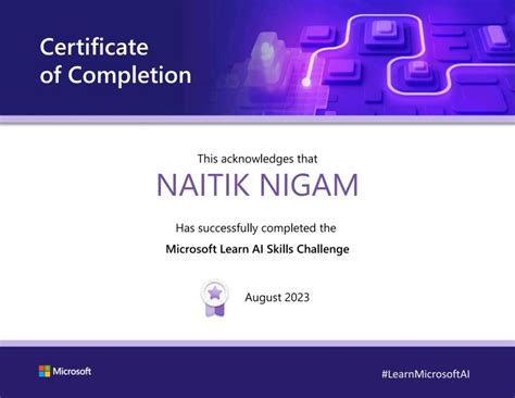 Naitik Nigam On Linkedin Learnmicrosoftai Newachievement