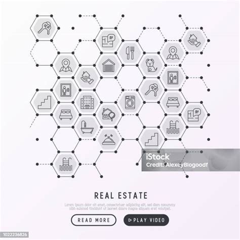 얇은 선 아이콘으로 넓어짐에 부동산 개념 아파트 침실 키 엘리베이터 수영장 목욕탕 시설 현대 벡터 그림 웹 페이지 인쇄 매체에 대 한 개념에 대한 스톡 벡터 아트 및 기타