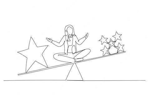 Premium Vector Drawing Of Businesswoman Sit On Scales Comparing