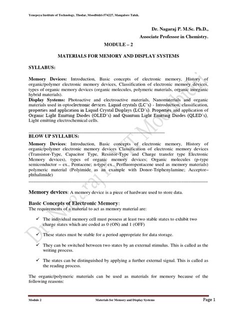 Module 2 Memory Devices Edit It Pdf Random Access Memory Computer Memory