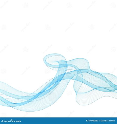 Blue Abstract Wave Curves Isolated On White Background Design Element Layout For Advertising