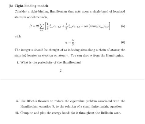 solved b tight binding model consider a tight binding