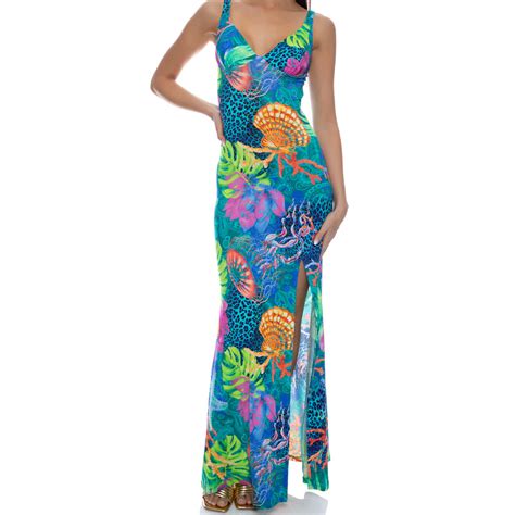 Tropical Siren Plunge Long Dress Luli Fama Au