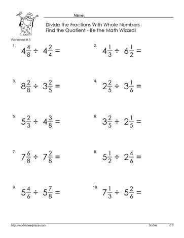 Divide Mixed Number Fractions 5 Worksheets