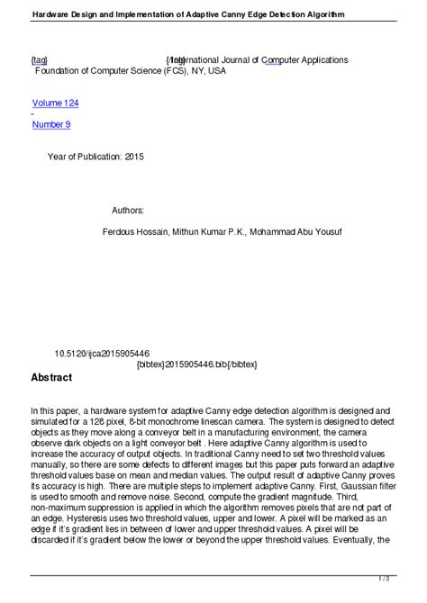 Pdf Hardware Design And Implementation Of Adaptive Canny Edge