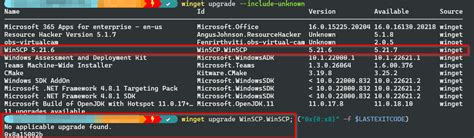 `winget Upgrade` Lists An Available Update For Winscp But `winget