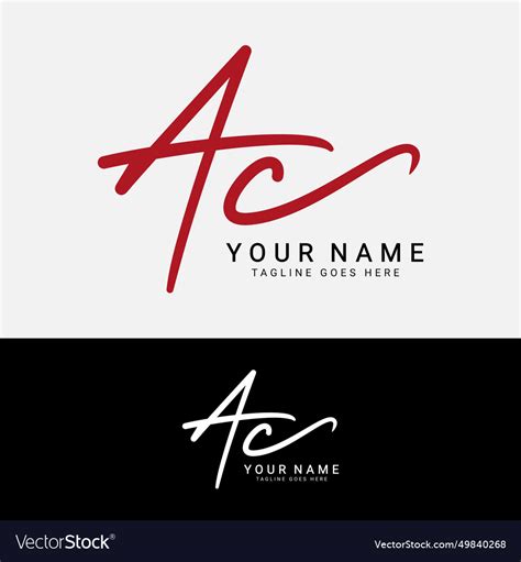 A C Ac Initial Signature Handwritten Letter Logo Vector Image