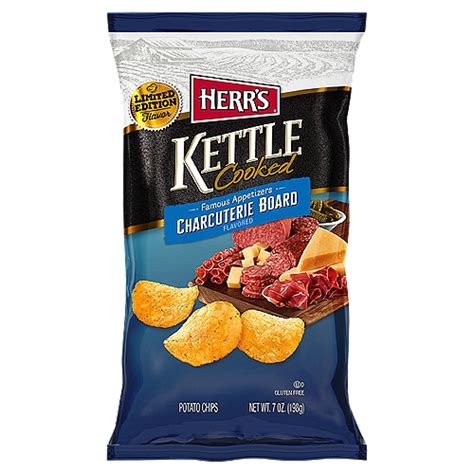 Herrs Kettle Cooked Charcuterie Board Flavored Potato Chips Limited Edition 7 Oz