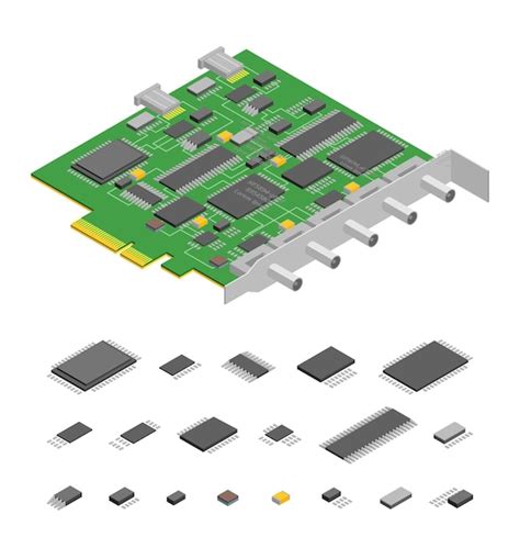 Premium Vector Computer Electronic Circuit Board Component Pc And Elements Part Isometric View
