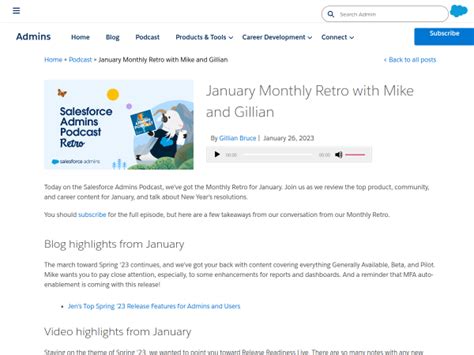 January Monthly Retro With Mike And Gillian Salesforce Admins Sfdcblog