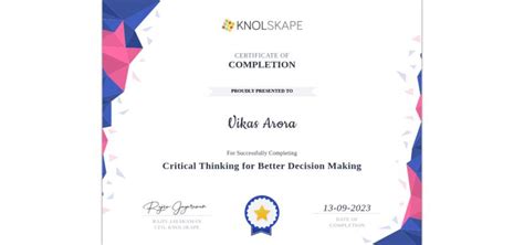 Vikas Arora Has Completed The Course Critical Thinking For Better