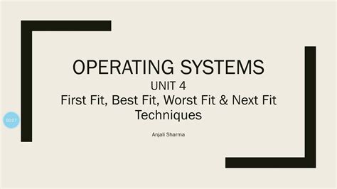 Part 5 First Fit Worst Fit Best Fit Next Fit Memory Allocationoperating Systems