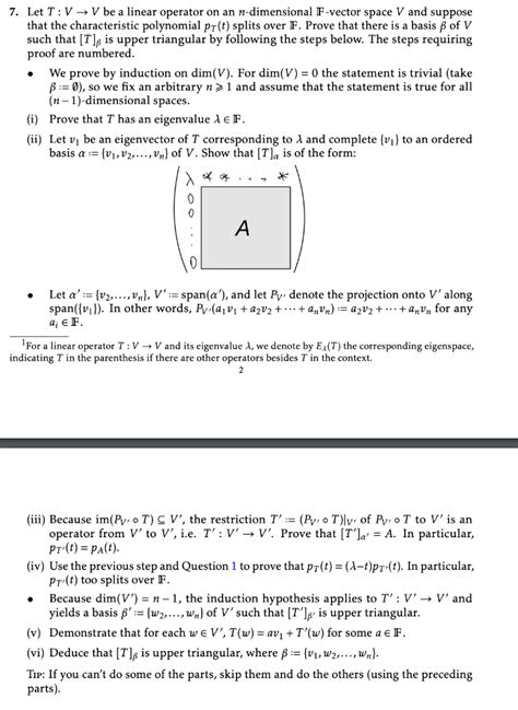 Let T V V Be A Linear Operator On An Chegg