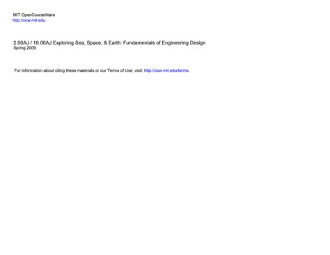 Lecture Notes Lecture MIT OpenCourseWare Exploring Sea Space Earth Fundamentals Of