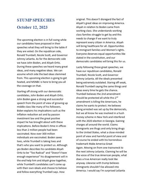 Stump Speeches Pdf Republican Party United States American