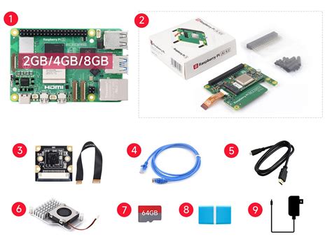 Raspberry Pi 5 2gb 树莓派5代 Bcm2712处理器 2 4ghz四核64位arm Cortex A76 【人工智能套餐a 含raspberry Pi Ai Kit】