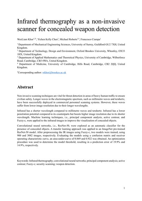 Pdf Infrared Thermography As A Non Invasive Scanner For Concealed