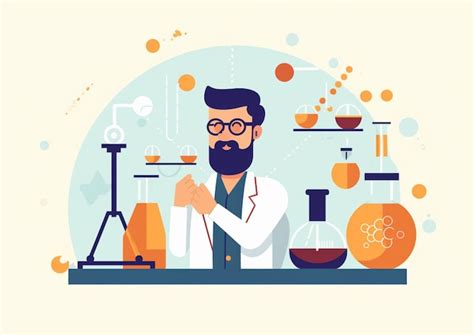 premium ai image a man in a lab coat is holding a beakle and a flask generative ai