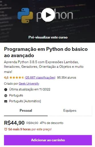 Curso Programação Em Python Do Básico Ao Avançado Canaltech Ofertas
