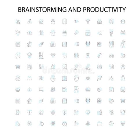 Brainstorming And Productivity Icons Signs Outline Symbols Concept Linear Illustration Line