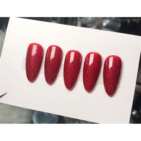 เล็บปลอมเจลแท้มือเท้าสีแดงกลิตเตอร์ ️แถมฟรี ️กาวน้ำ ตะไบ แผ่นแอลกอฮอล์ Shopee Thailand