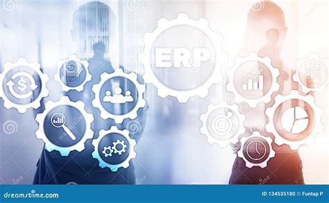 Erp System Enterprise Resource Planning On Blurred Background