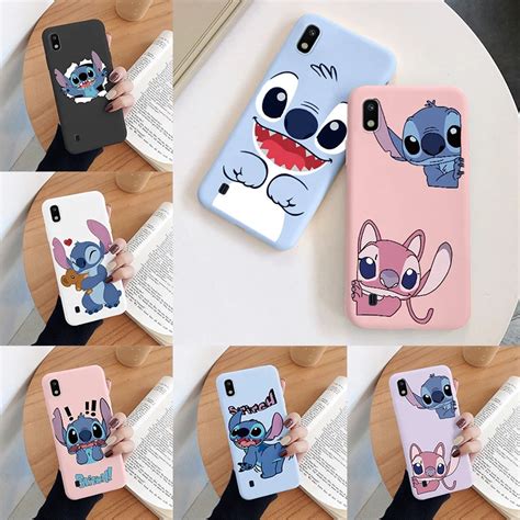 Lilo 스티치 휴대폰 케이스 삼성 호환 갤럭시용 갤럭시 A10 카메라 보호 소프트 커버 티몬