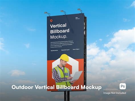Isolated Vertical Billboard 3d Mockup In Outdoor Setting Premium Psd