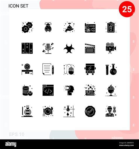 25 Thematic Vector Solid Glyphs And Editable Symbols Of Lab Document Grow Clipboard