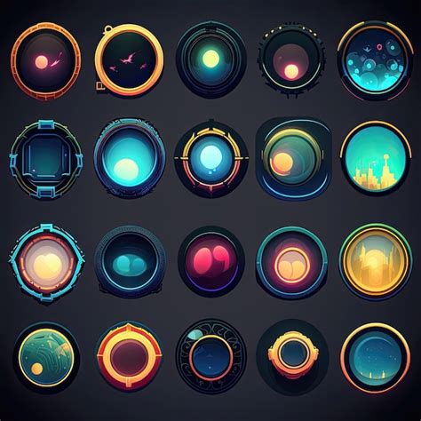 Premium Ai Image Panel Round Frame Game Ai Generated Button Border Menu User Digital Sign